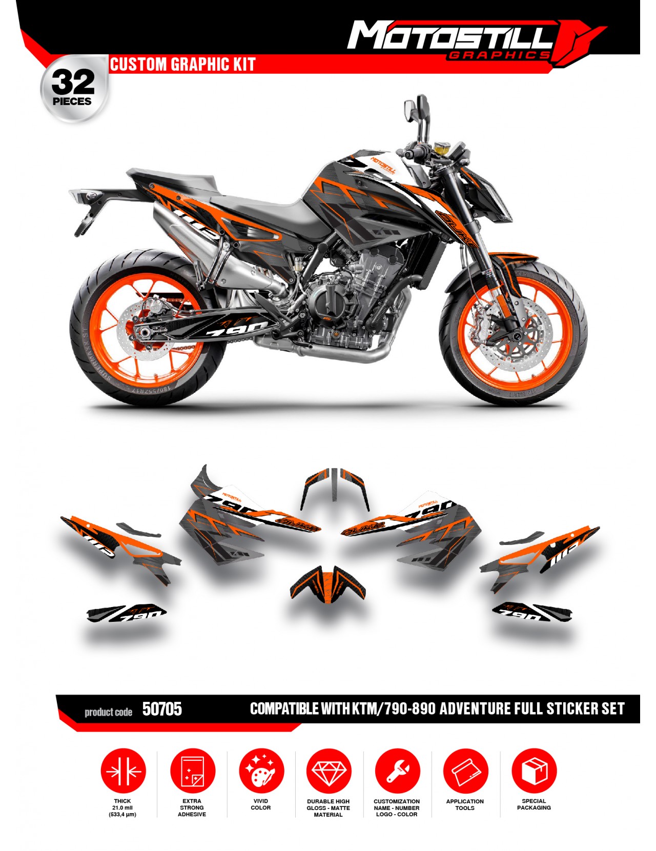 KTM DUKE 790 / 890 GRAPHIC | KTM DUKE 790 / 890 DECAL KIT | KTM DUKE ...